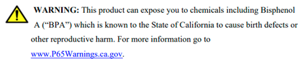US California Proposition 65 Settlement for BPA in Athletic Shirts