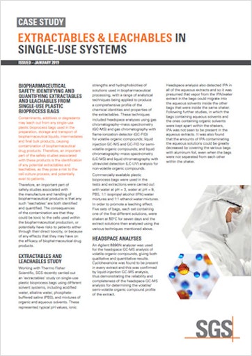 Extractables & Leachables in Single-Use Systems | SGS USA