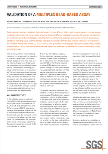 Validation of a Multiplex Bead-Based Assay | SGS Belgium
