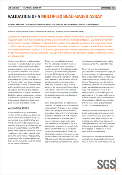 Validation of a Multiplex Bead-Based Assay | SGS France