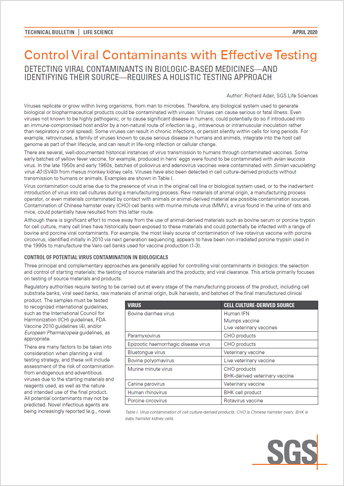 Control Viral Contaminants with Effective Testing | SGS USA