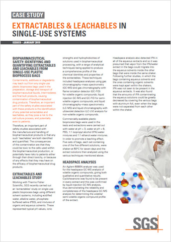 Extractables & Leachables in Single-Use Systems | SGS Morocco