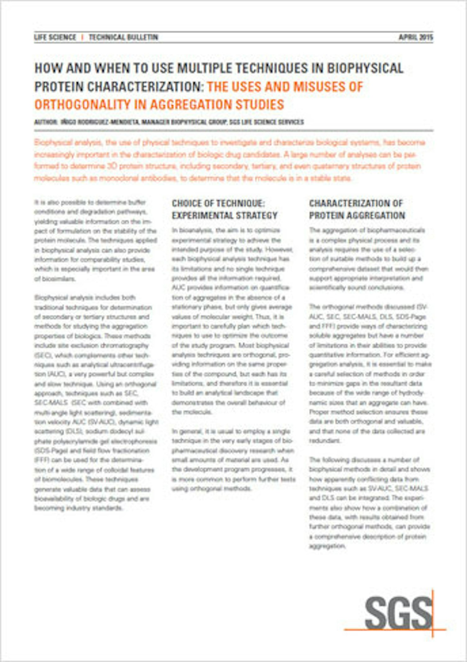 How and When to Use Multiple Techniques in Biophysical Protein ...