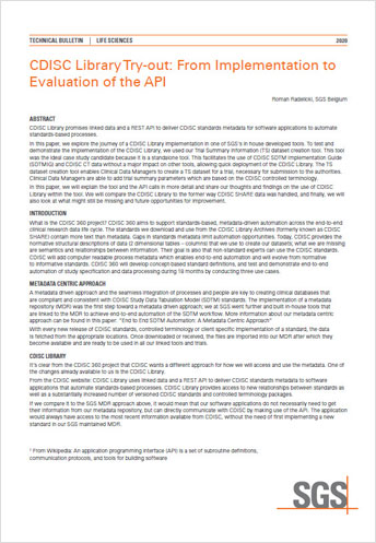 CDISC Library Try-out: From Implementation to Evaluation of the API ...