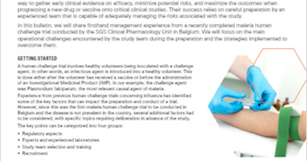 Managing Human Challenge Trials: A Case Study | SGS Australia Managing Human Challenge Trials: A Case Study | SGS Australia